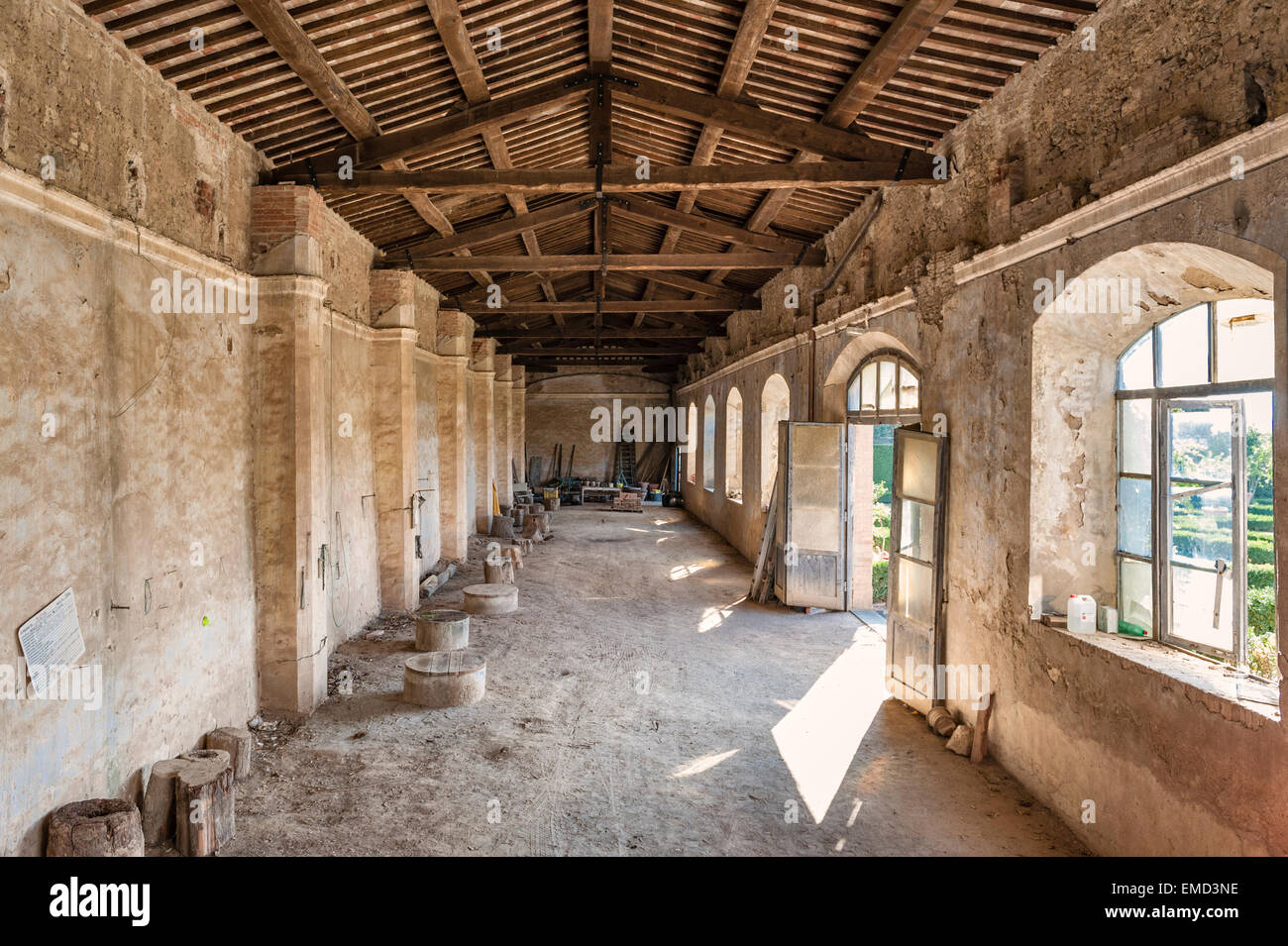 The interior of the 16c limonaia in the Renaissance gardens of ...