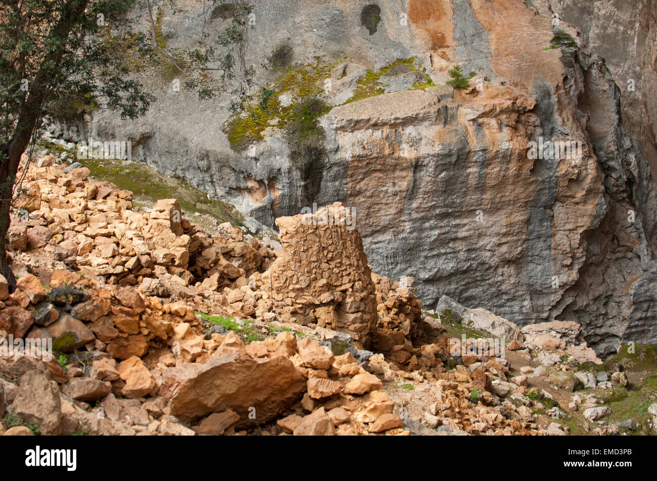 Dorgali,Sardinia,Italy,12/4/2015.Nuraghe old tower inside Tiscali ...