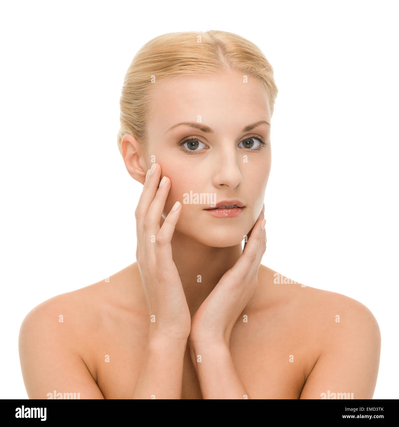 beautiful woman touching her face skin Stock Photo - Alamy