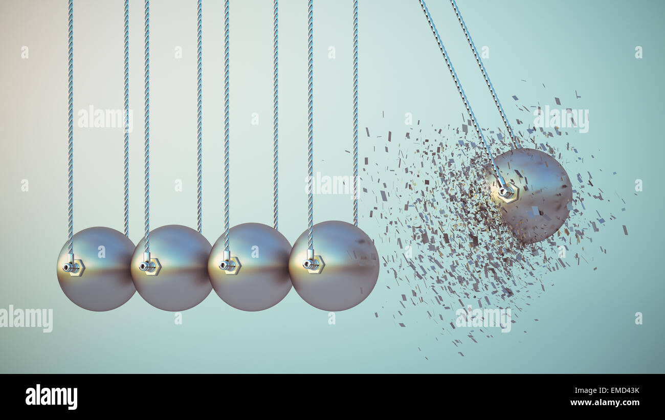 Exploding ball in newtons cradle hi-res stock photography and images ...