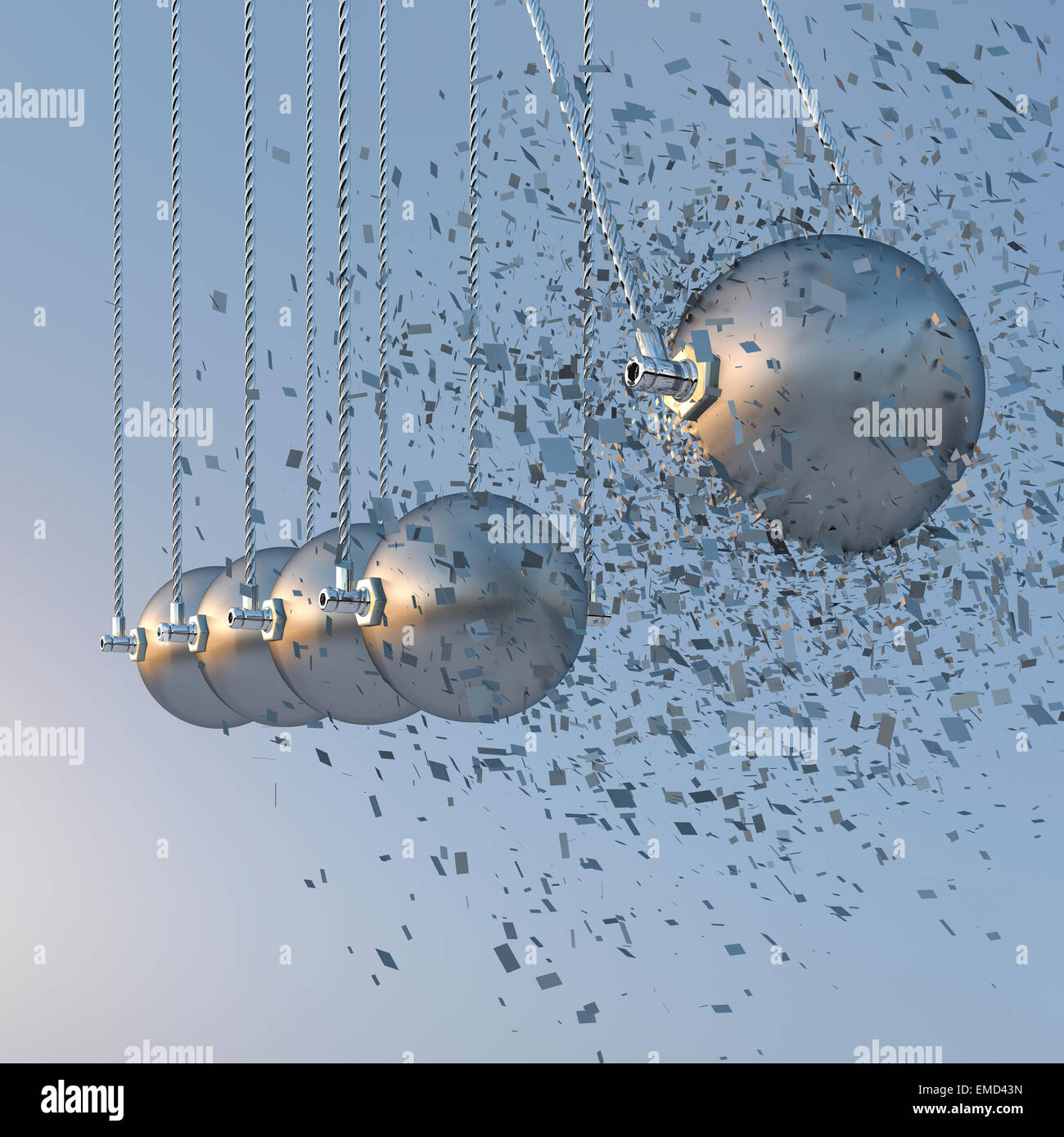 Exploding ball in Newton's cradle, 3d rendering Stock Photo - Alamy