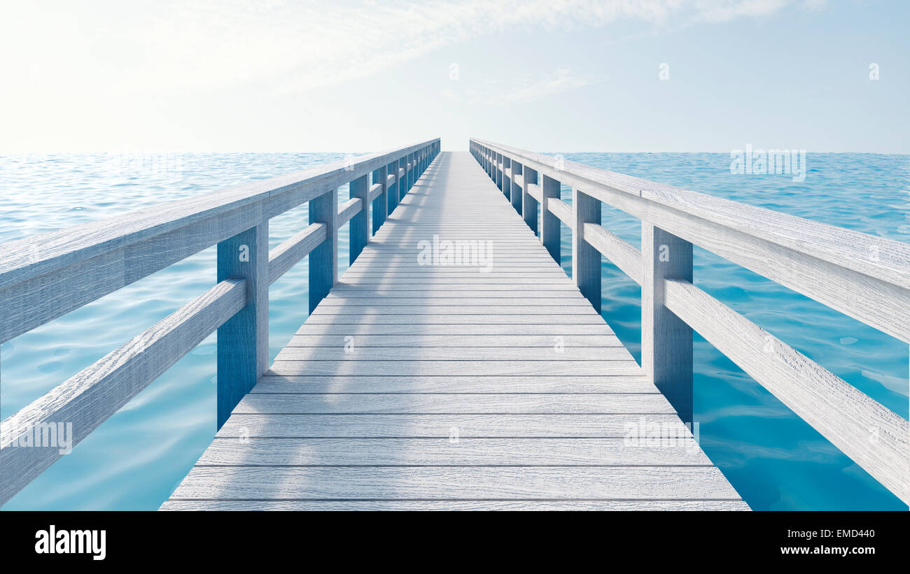 Wooden boardwalk, 3D Rendering Stock Photo - Alamy