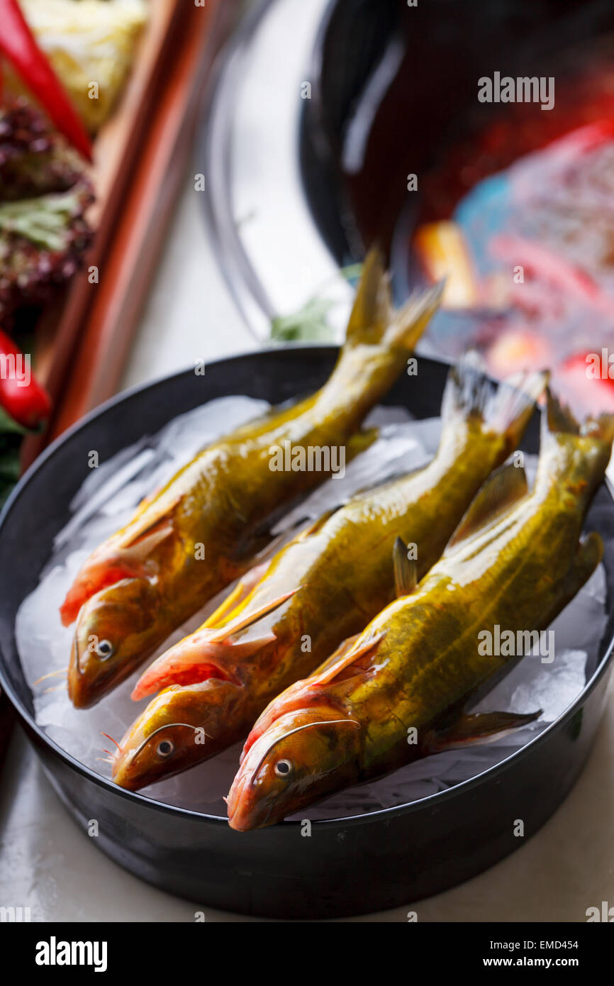 Fish, Chinese Hot pot dishes Stock Photo - Alamy