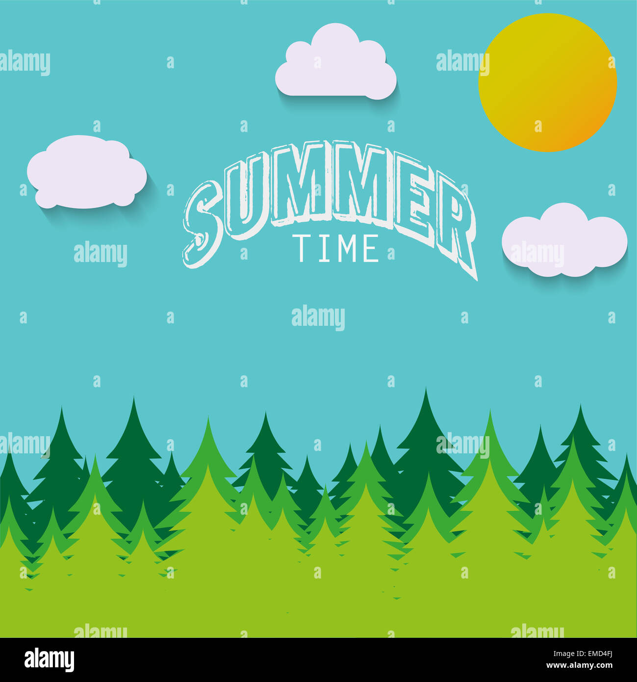 Nature - summer landscape. Vector illustration in flat design style ...