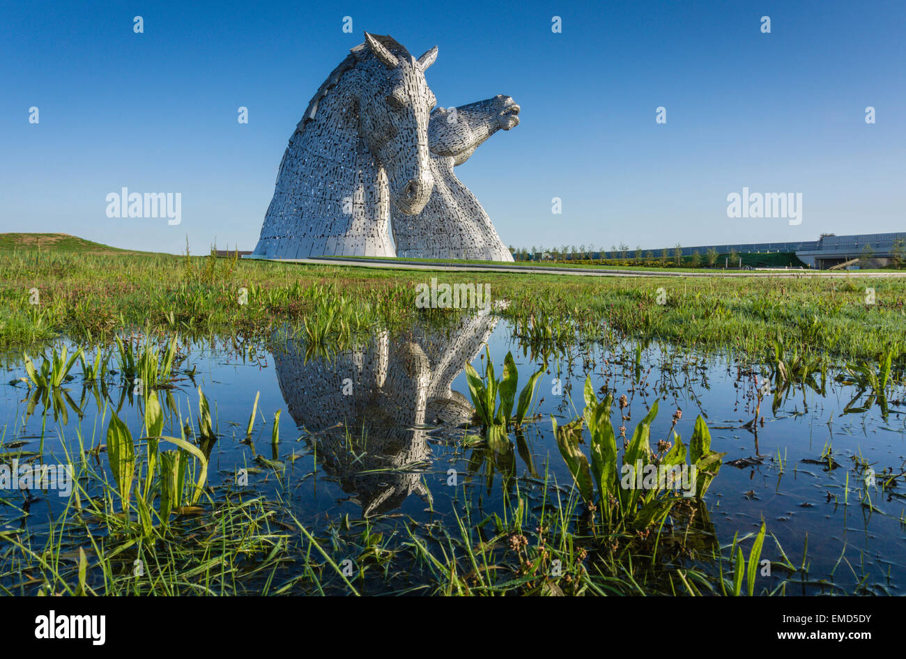 The Kelpies horse statue sculpture monument in Falkirk, Scotland, UK on ...