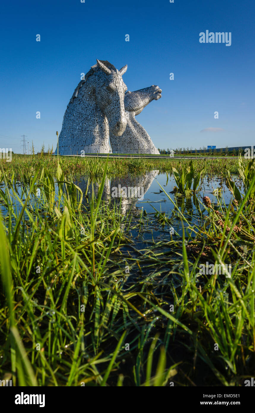 Dramatic daytime shot of the Kelpies horse head statues sculpture in ...