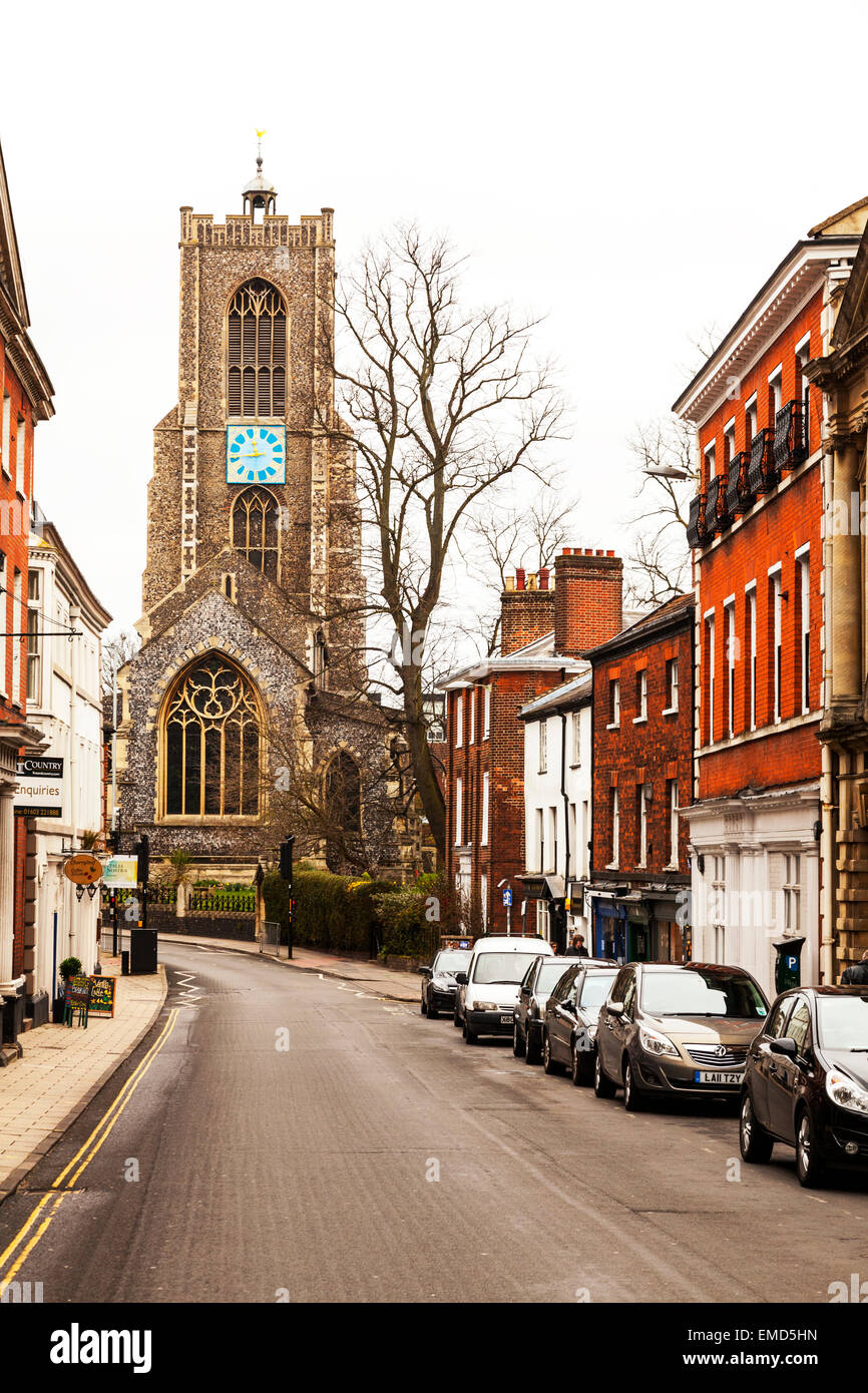St Giles Church Norwich building street view exterior facade spire ...