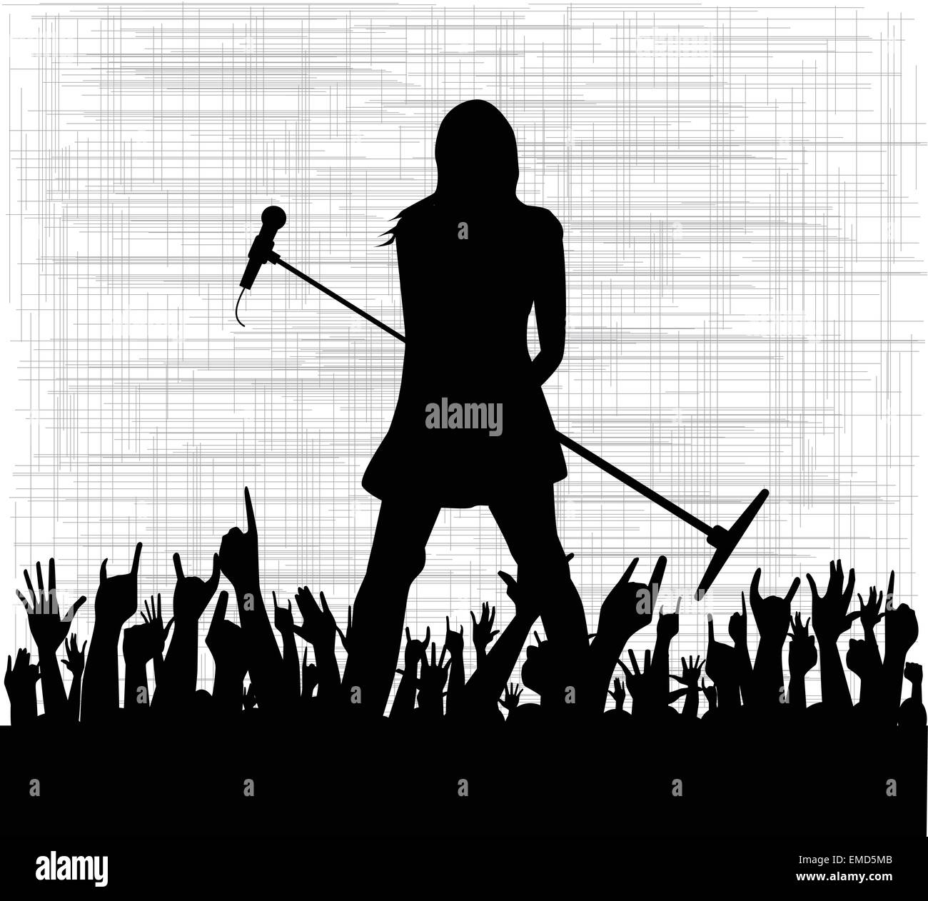 Girl With Microphone Stock Vector Image & Art - Alamy