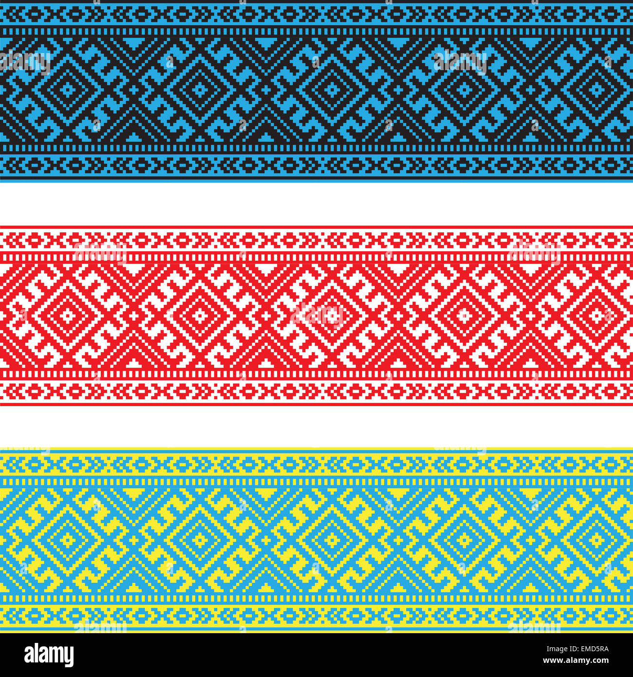 Set of Ethnic ornament pattern in different colors. Vector illustration ...
