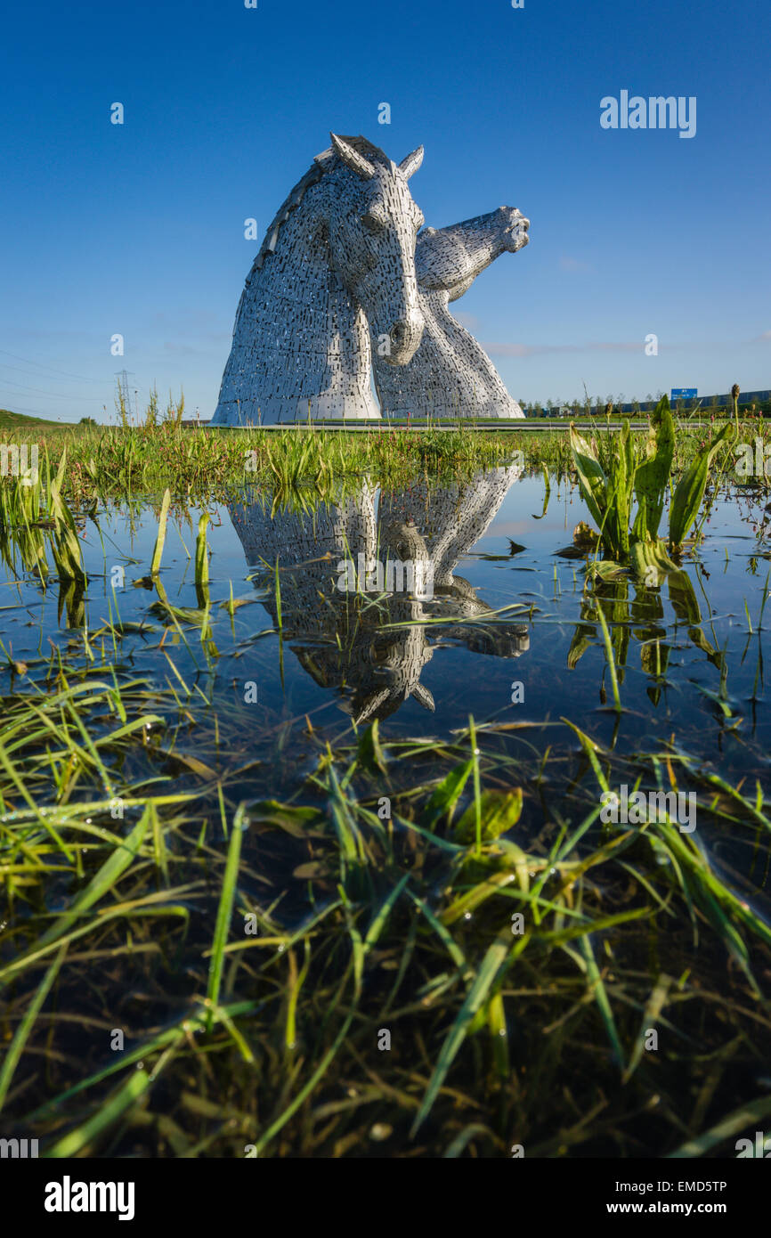 The Kelpies horse statue sculpture monument in Falkirk, Scotland, UK on ...