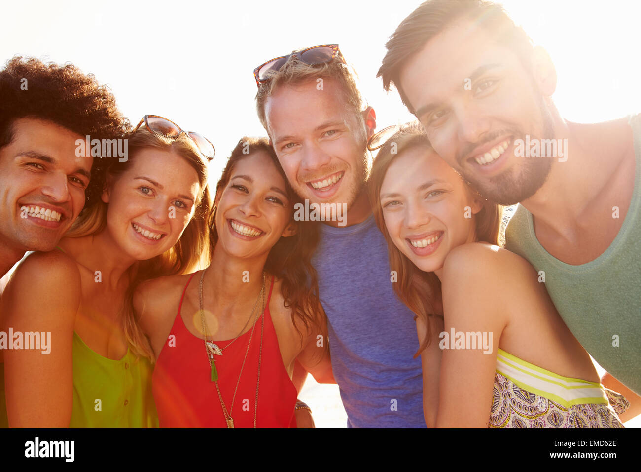 Group Of Young Friends On Summer Holiday Together Stock Photo - Alamy
