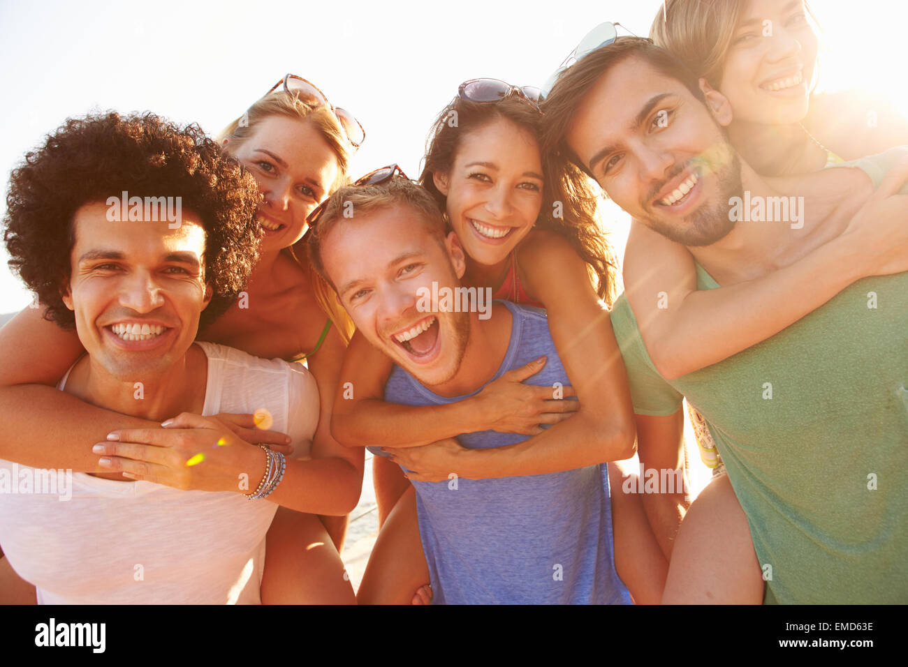 Group Of Young Friends On Summer Holiday Together Stock Photo - Alamy
