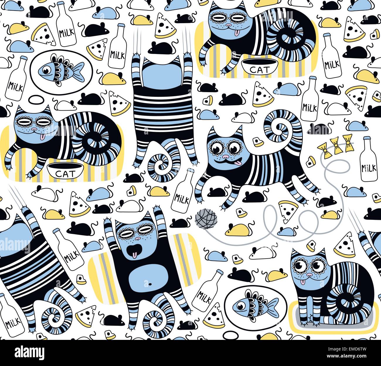 Funny cats seamless background Stock Vector Image & Art - Alamy