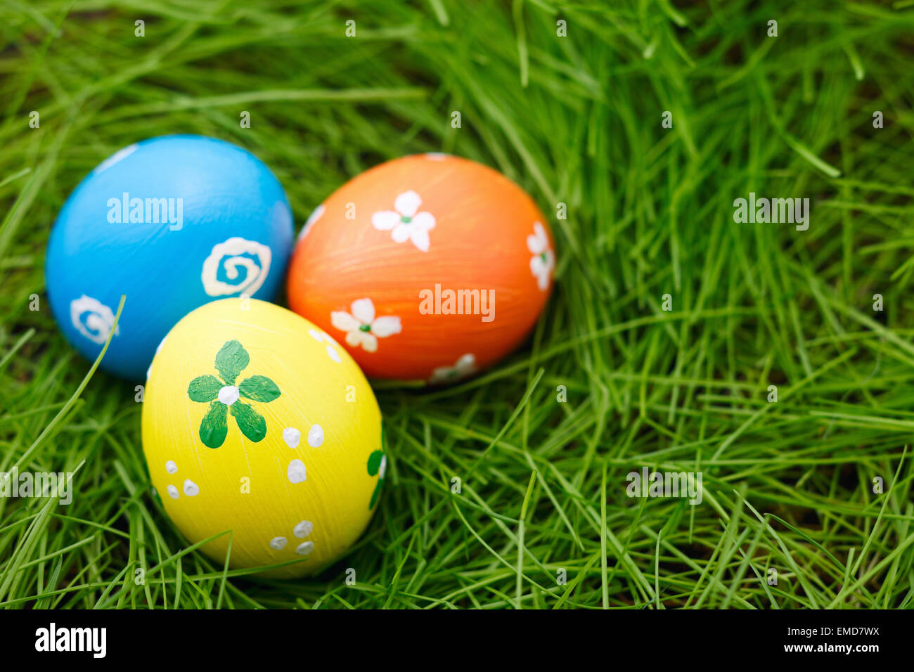Easter eggs on a grass Stock Photo - Alamy