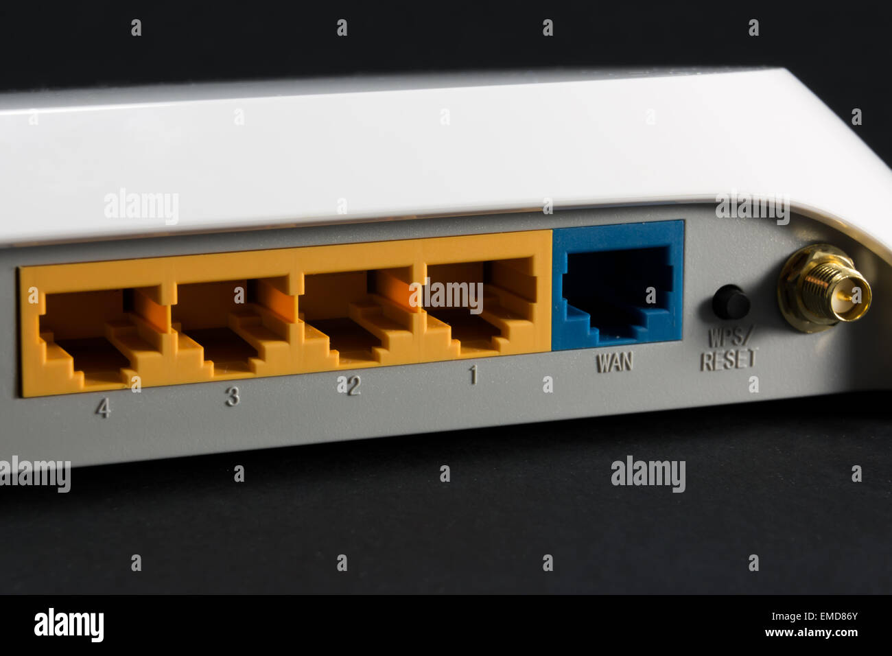 ethernet port on the back of the router, network port on black ...