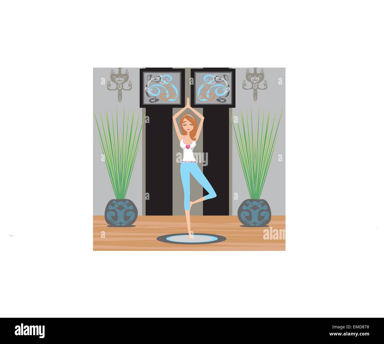 Beautiful girl in yoga pose Stock Vector Images - Alamy