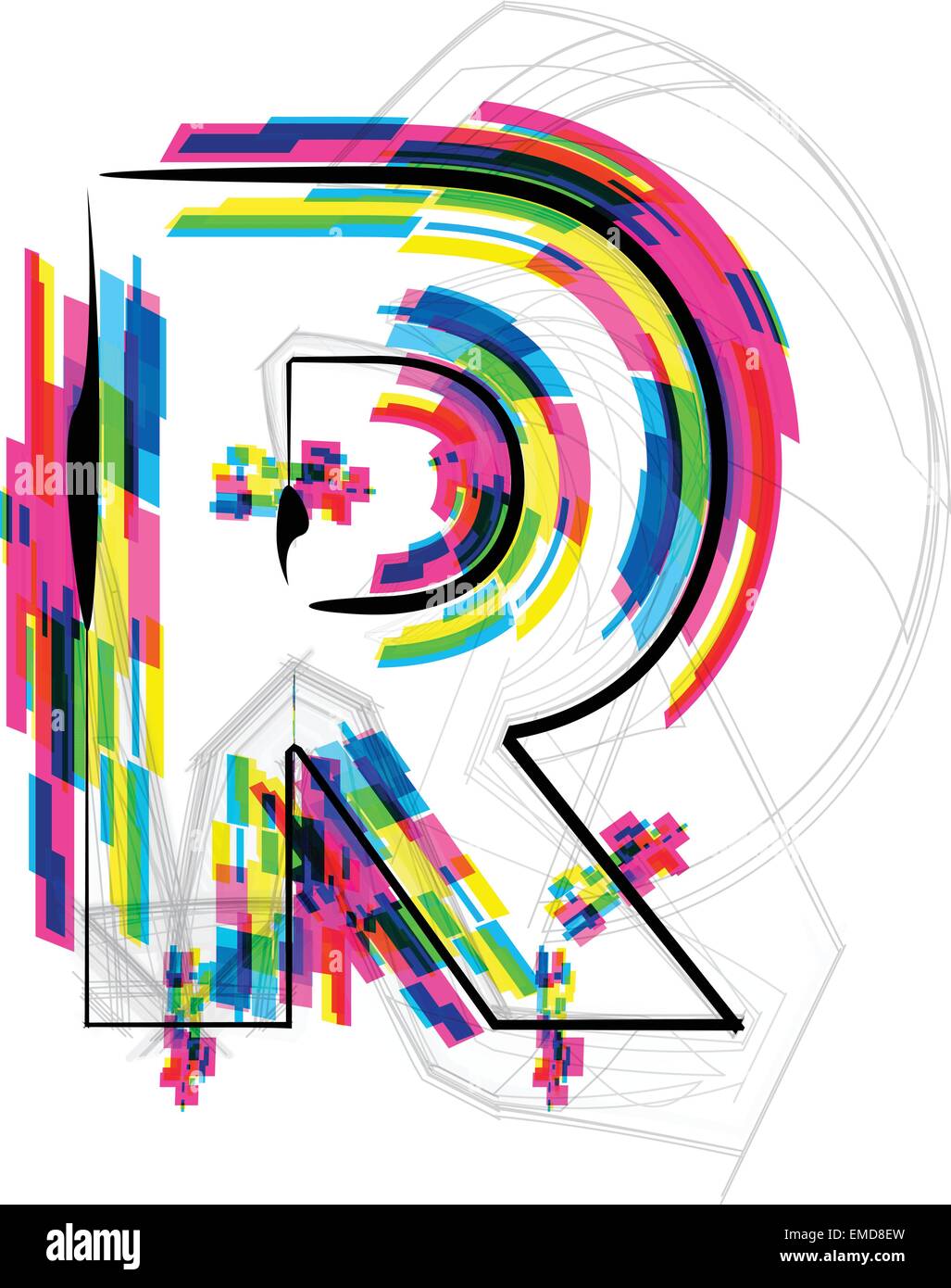 Font Illustration. LETTER R. Vector illustration Stock Vector Image ...