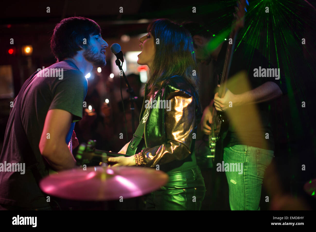 Rock band on stage Stock Photo - Alamy