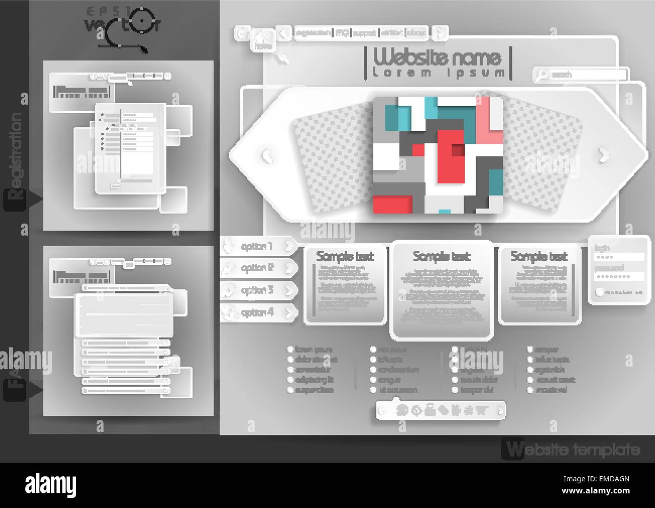 Website Design Template Menu Elements Stock Vector Image & Art - Alamy