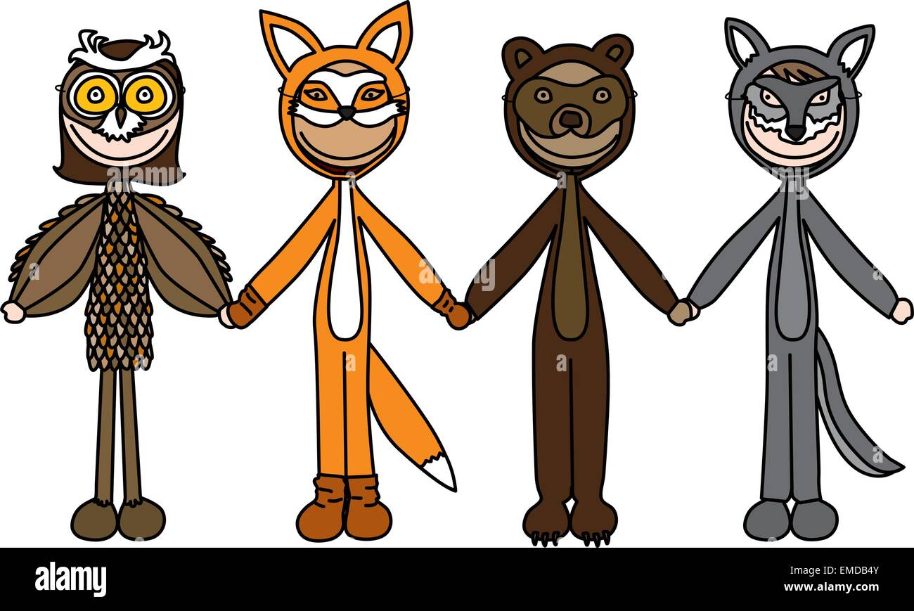 Children dressed as animals Stock Vector Images - Alamy