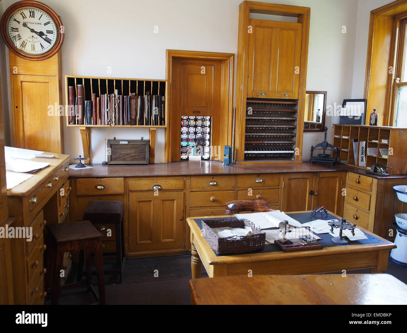 Inside the train ticket office at Beamish Open Air Museum in Co Stock ...