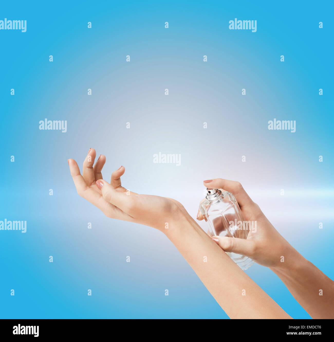 woman hands spraying perfume Stock Photo - Alamy