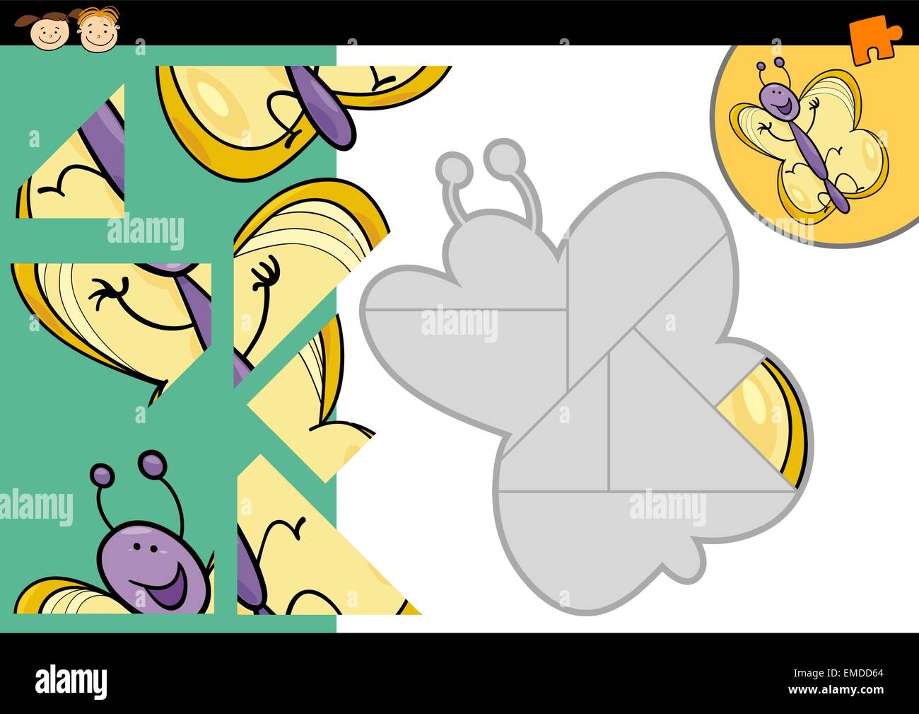 cartoon butterfly jigsaw puzzle game Stock Vector Image & Art - Alamy
