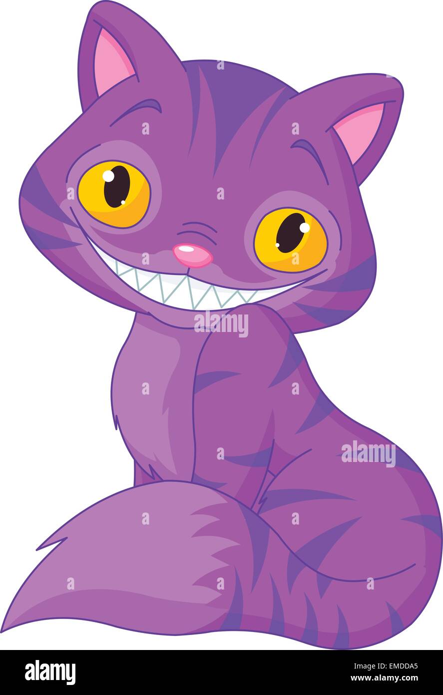 Purple Cat Cartoon Charcater On A White Couch