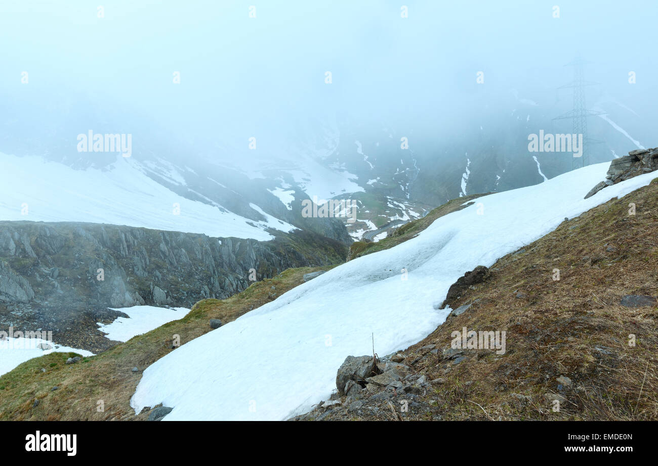 Passo del San Gottardo or St. Gotthard Pass summer landscape ...