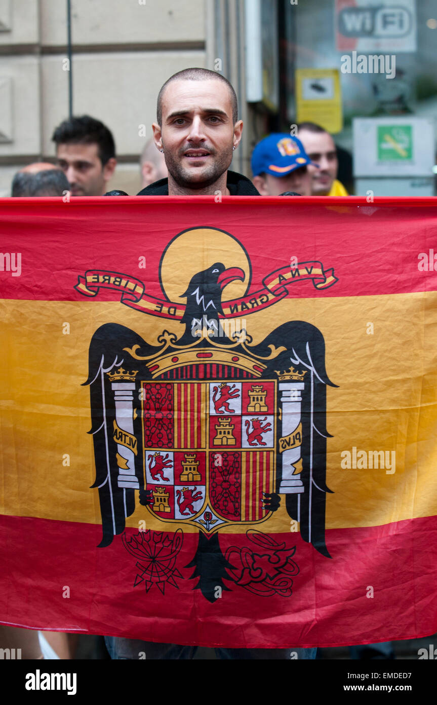Barcelona, Spain. 12th Oct, 2014. Demonstrators doing the fascist ...