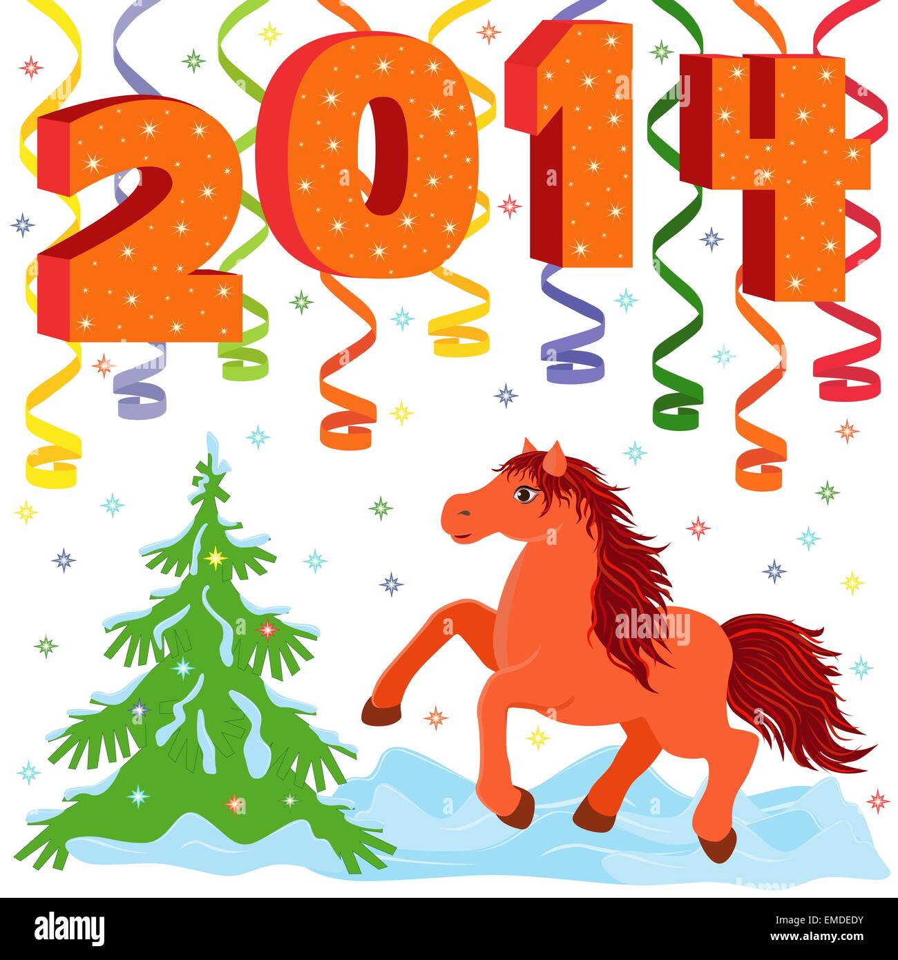 New Year 2014 and symbol of year a Horse Stock Vector Image & Art - Alamy