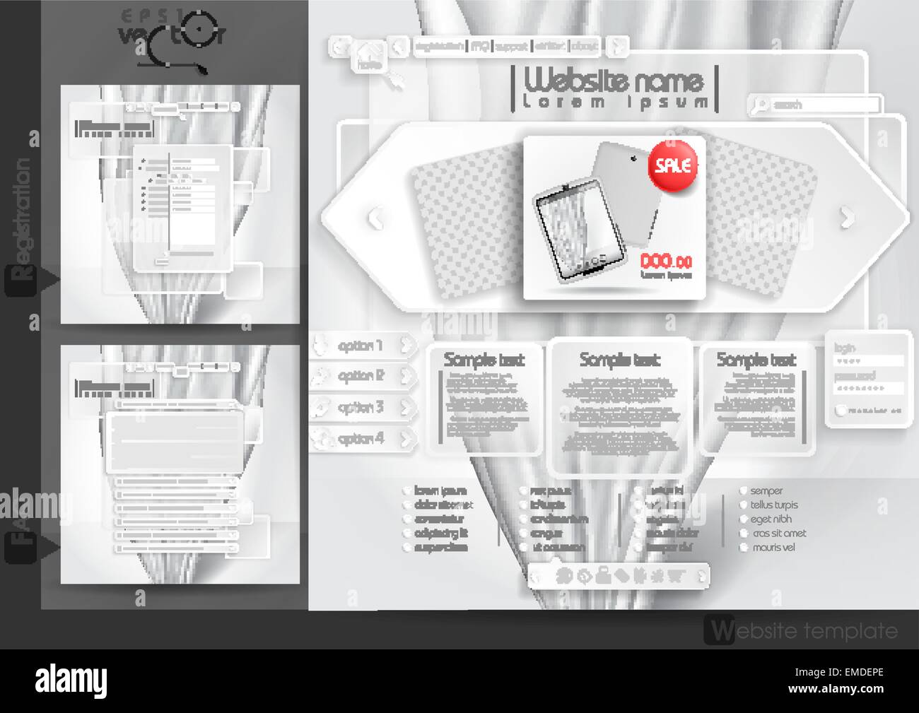 Website Design Template Menu Elements Stock Vector Image & Art - Alamy