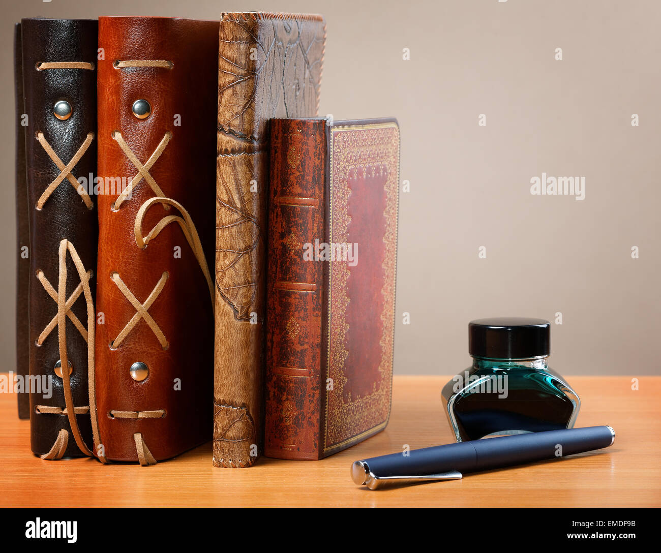 Office supplies on leather hi-res stock photography and images - Alamy