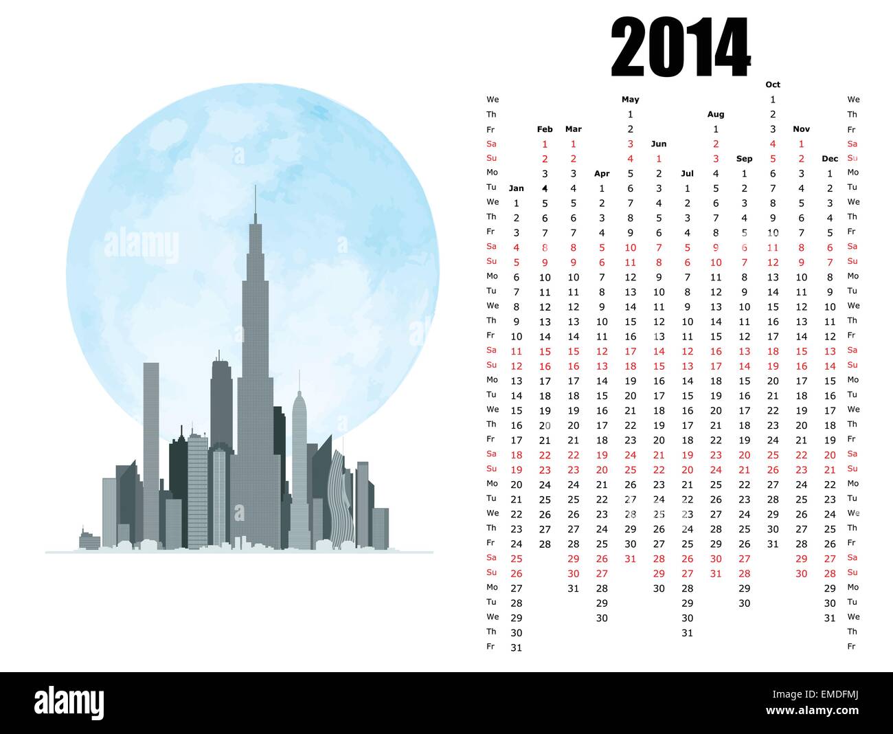 January 2014 calendar Stock Vector Images - Alamy