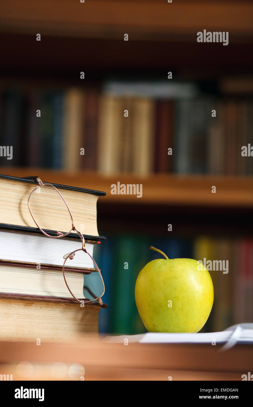 glasses on the books Stock Photo - Alamy