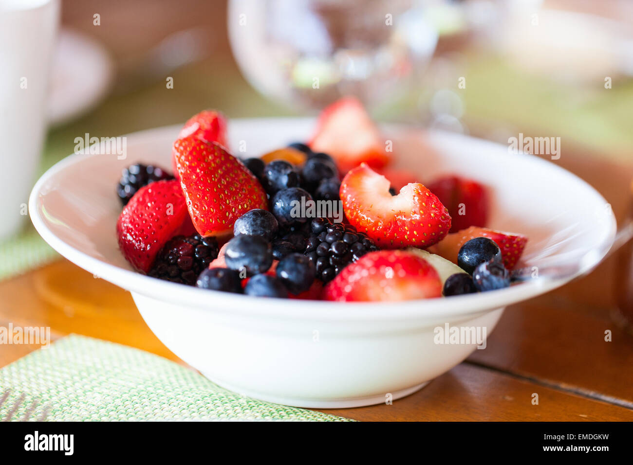 Breakfast with fresh fruits Stock Photo - Alamy