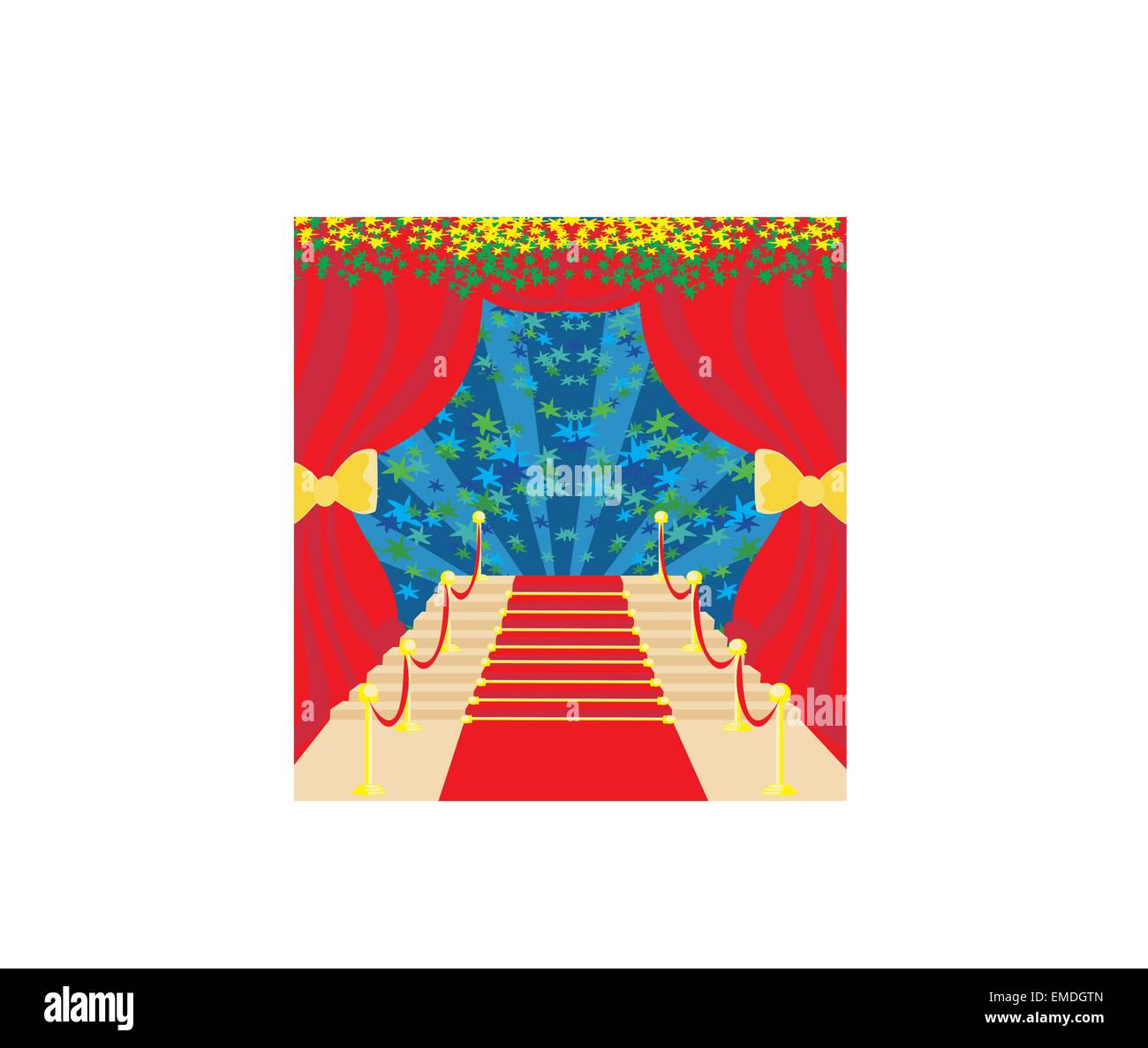 Movie star symbol on a red carpet representing Hollywood premier Stock ...