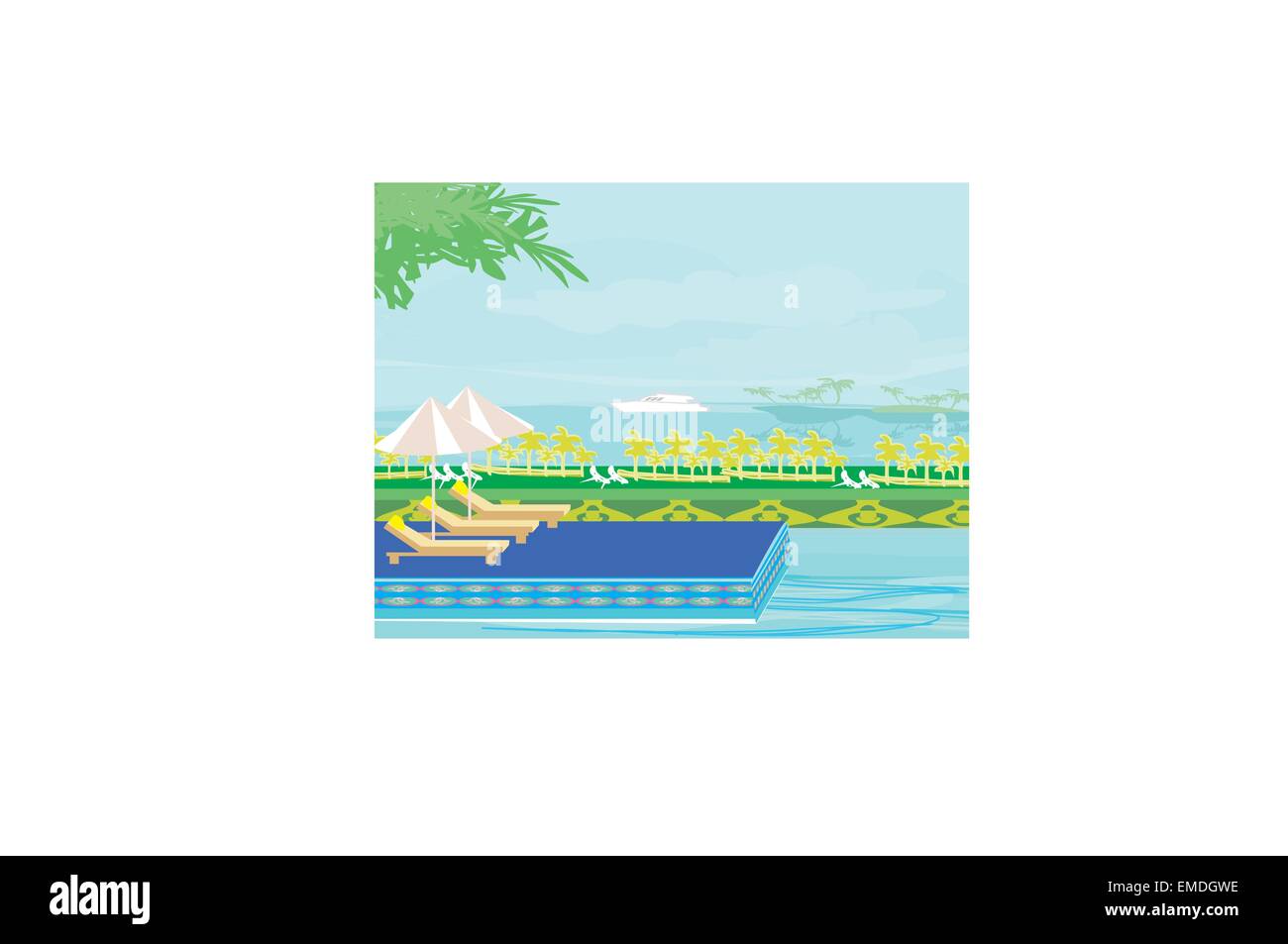 Vacation beach resort with pool Stock Vector Images - Alamy