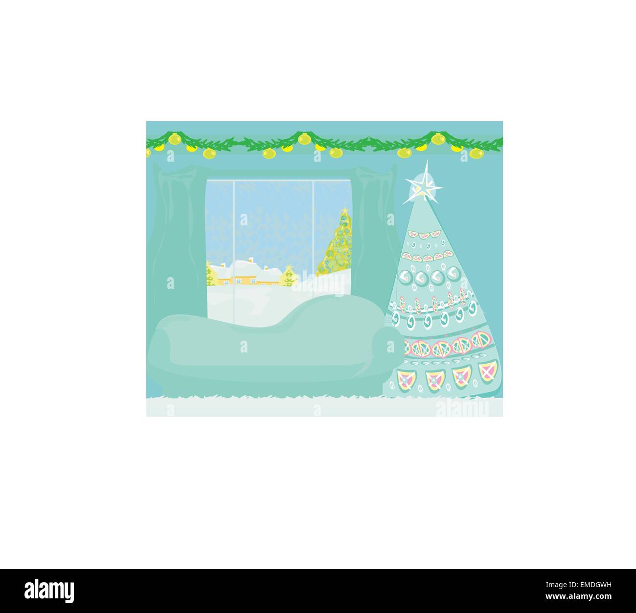 Christmas drawing room Stock Vector Images - Alamy