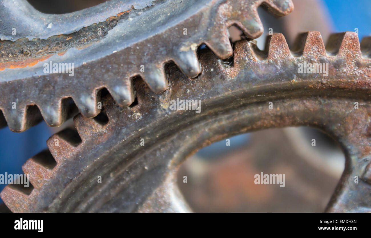 A close up view of an example showing a pair of industrial cogs Stock ...