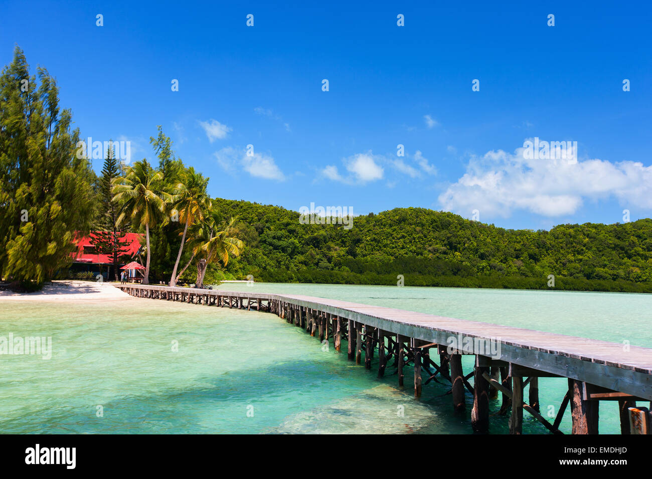 Beautiful tropical beach at exotic island in Pacific Stock Photo - Alamy
