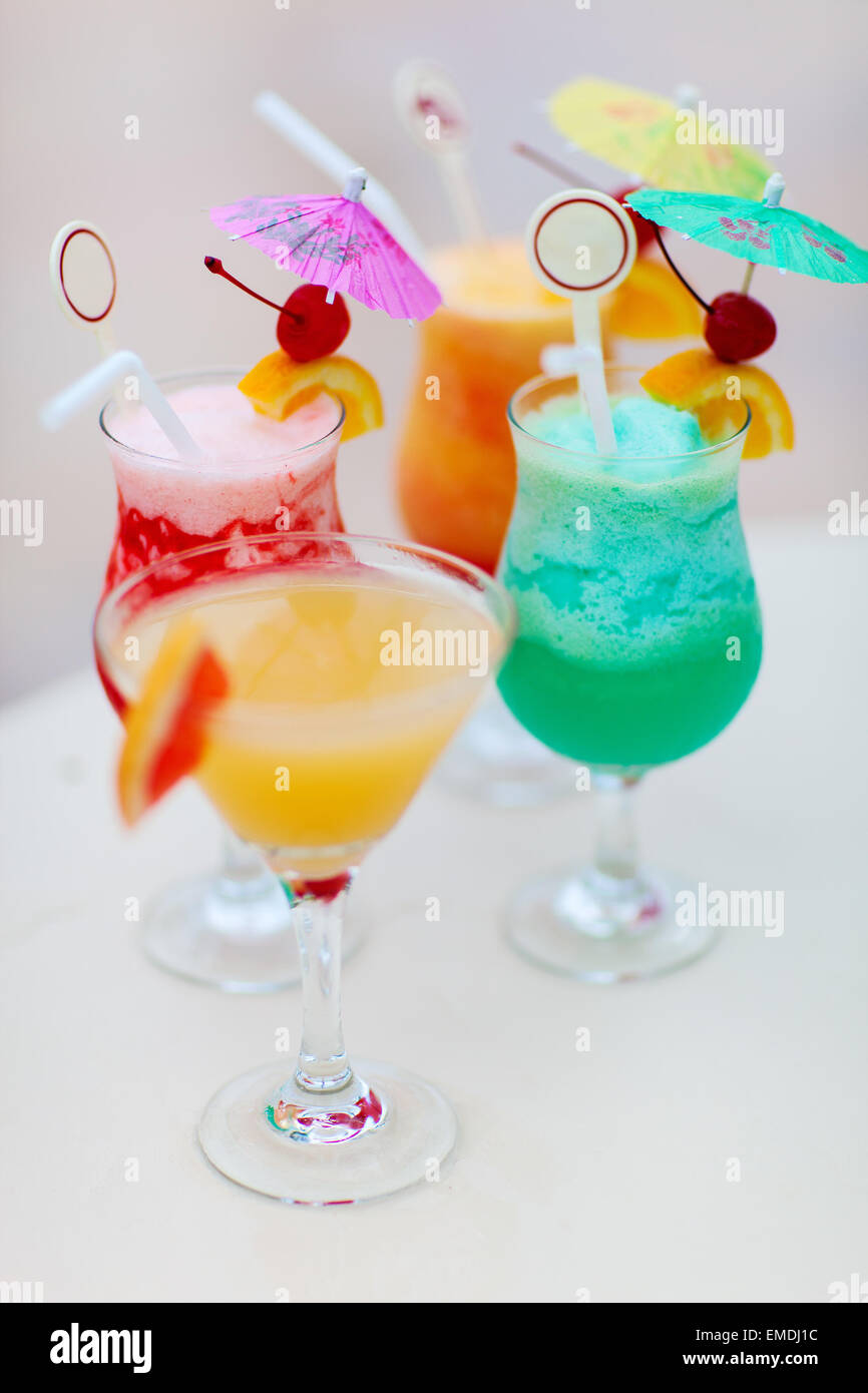 Four exotic cocktails Stock Photo - Alamy