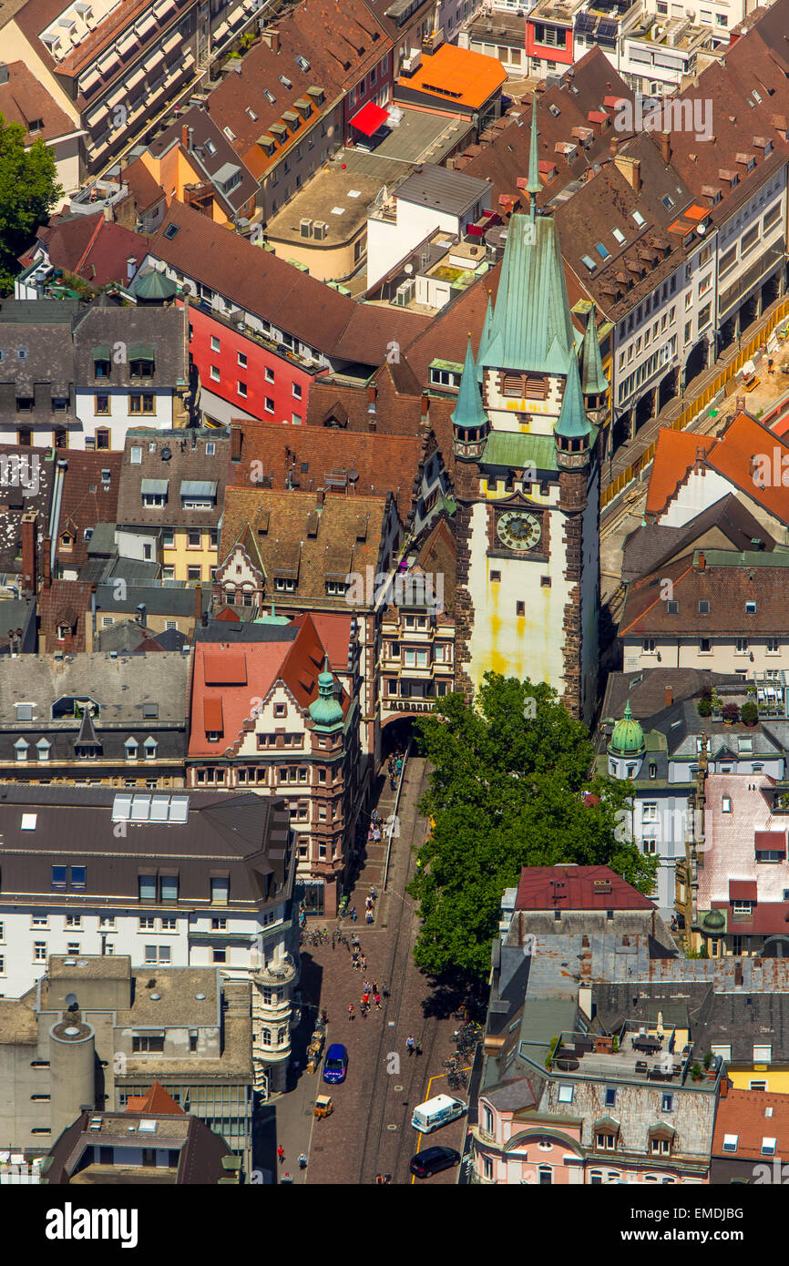 Historic centre of Freiburg with Schwabentor gate, Freiburg im Breisgau ...