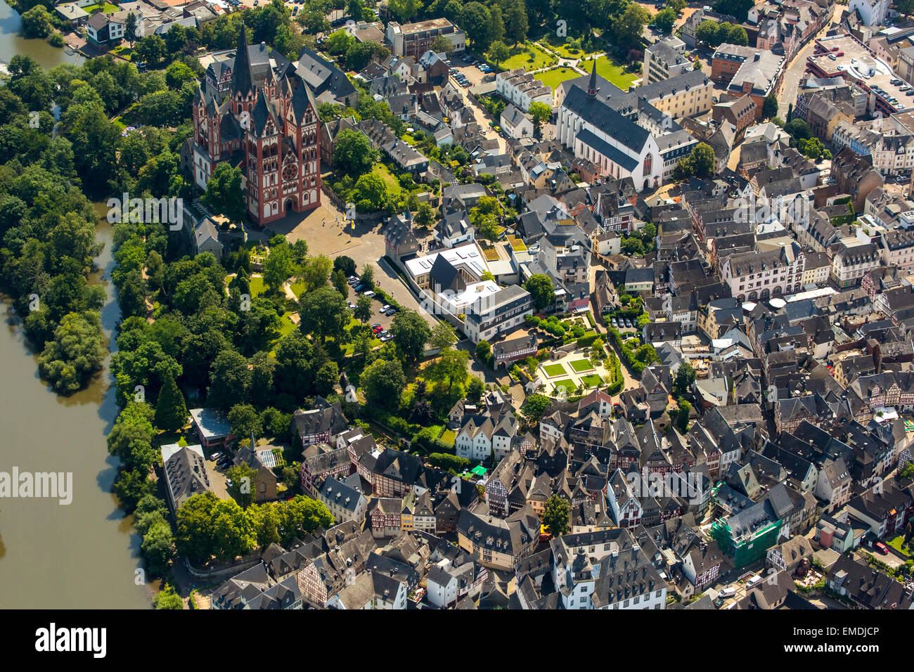 View over the historic centre of Limburg on the Limburg Cathedral ...
