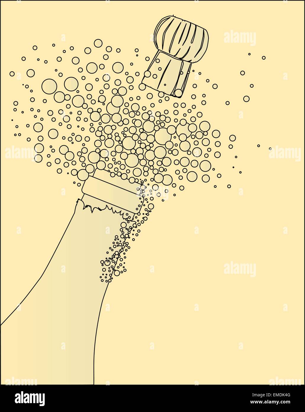 Illustration champagne bottle popping Stock Vector Images - Alamy