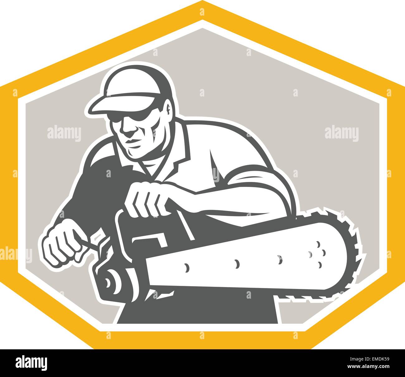 Tree Surgeon Arborist Holding Chainsaw Shield Stock Vector Image & Art ...