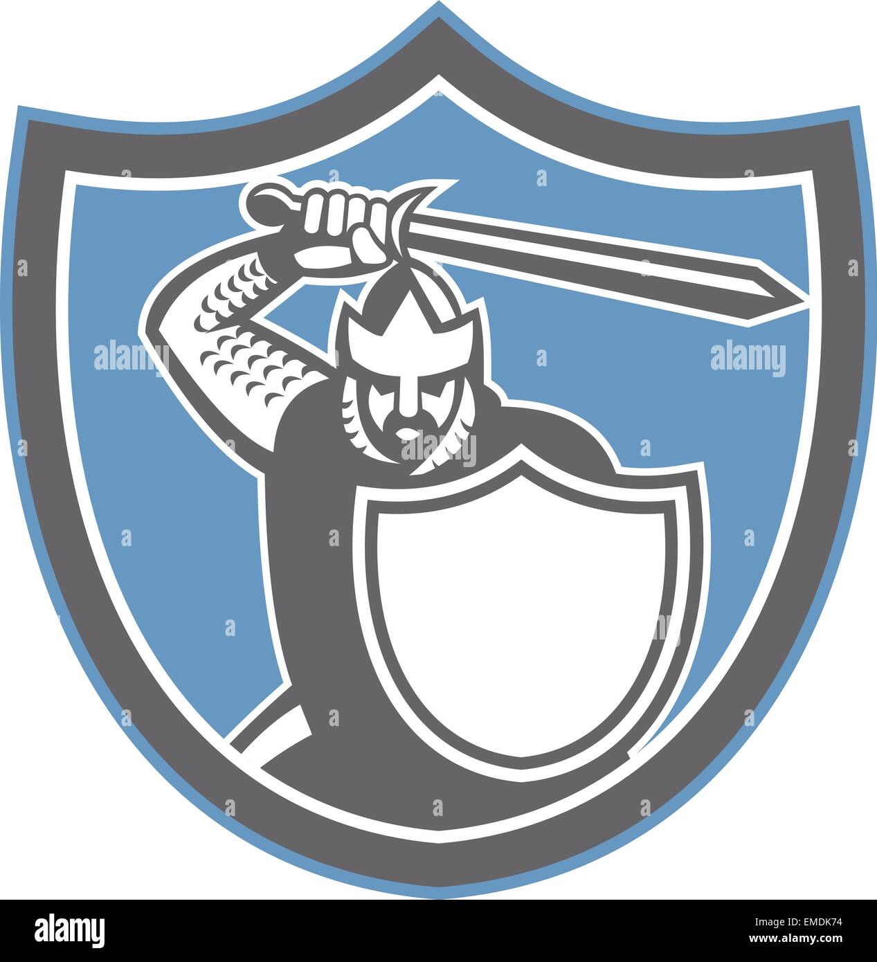 Crusader Knight Brandish Sword Shield Retro Stock Vector Image & Art ...