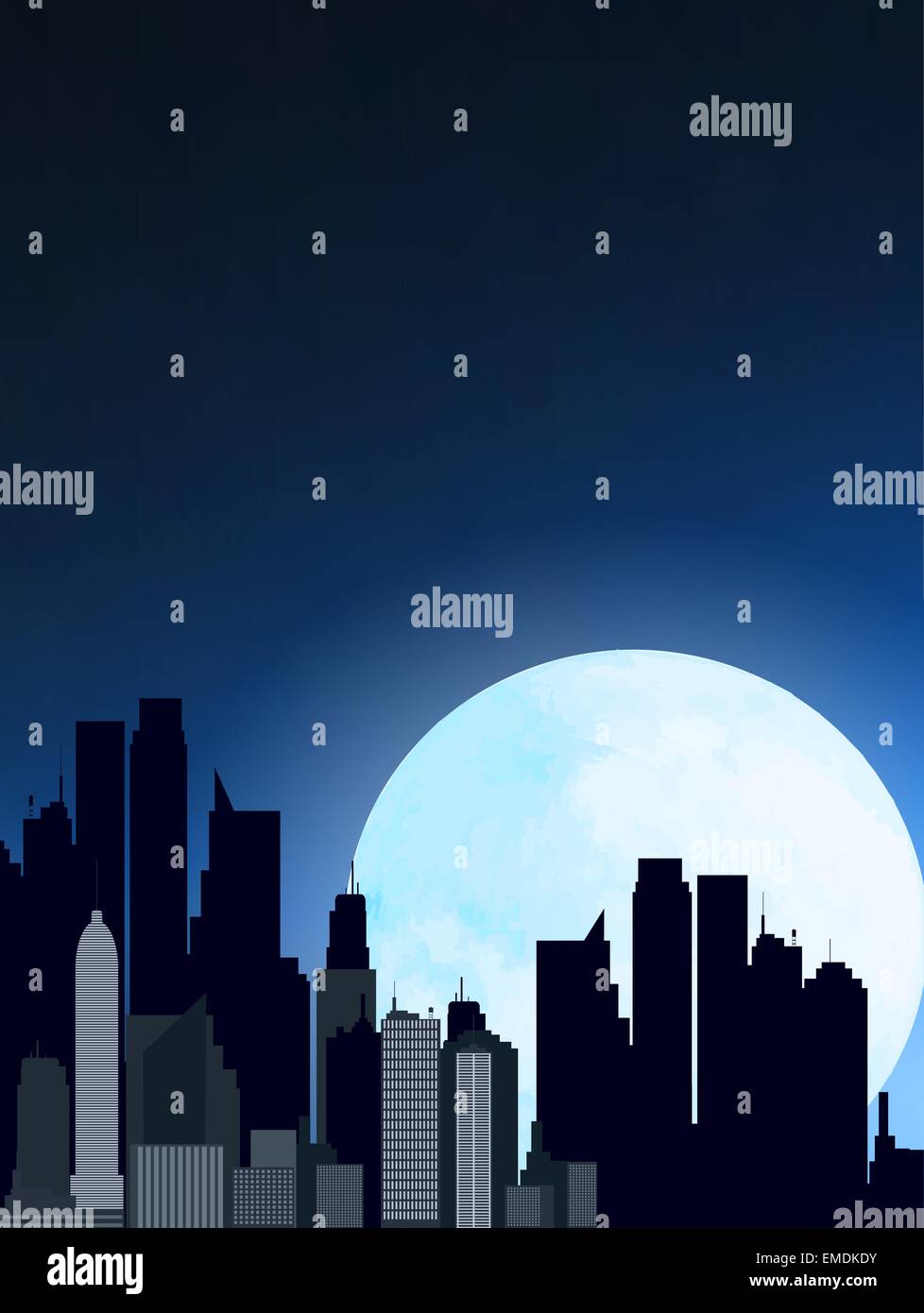 Cityscape skyline at full moon Stock Vector Image & Art - Alamy