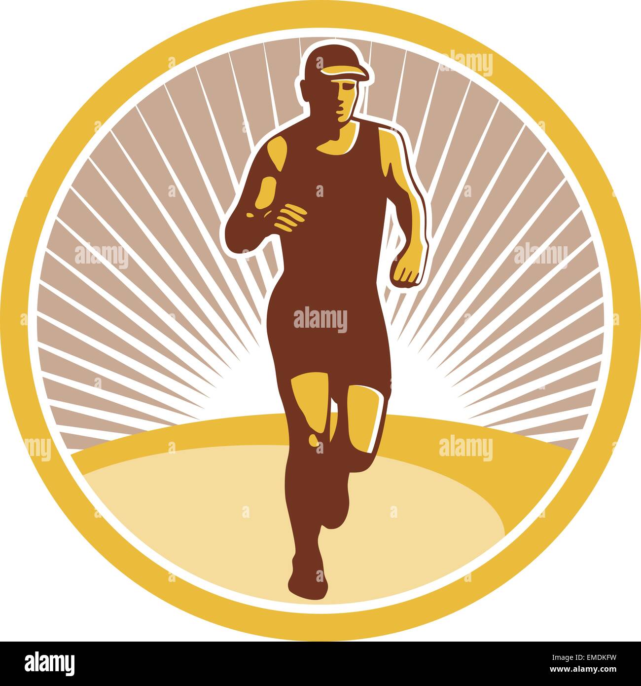 Marathon Runner Running Front Circle Retro Stock Vector Image & Art - Alamy