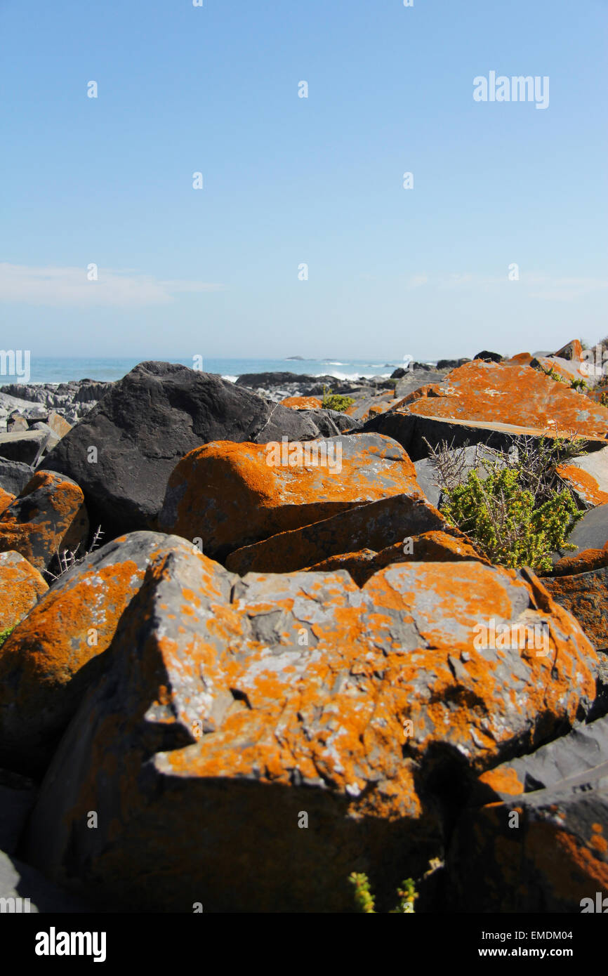 Orange rocks on beach Stock Photo - Alamy